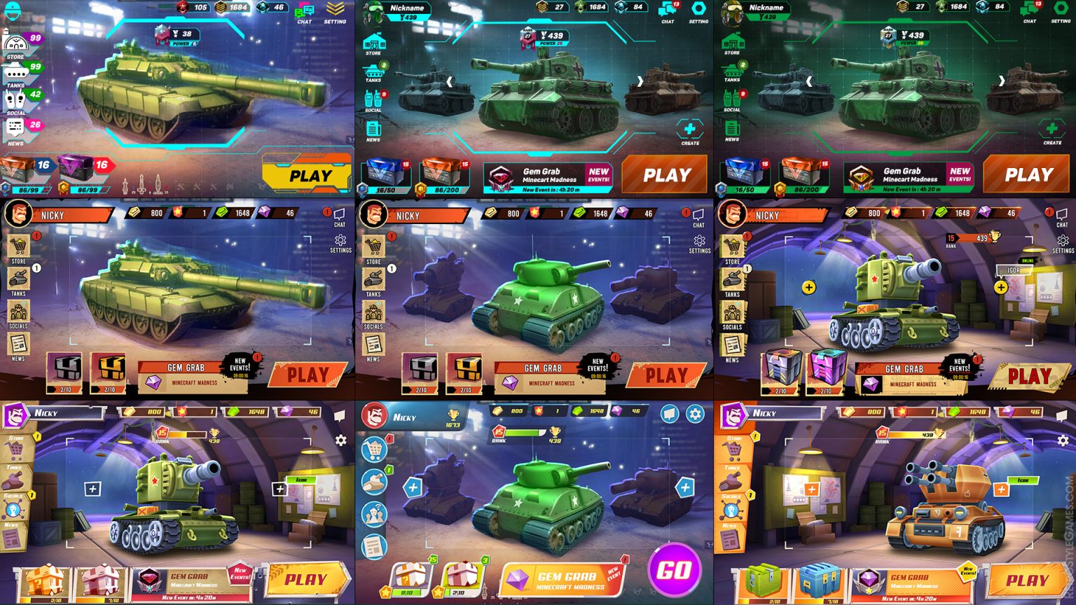 Game Lobby UI Design for Mobile Games | Tanks Brawl