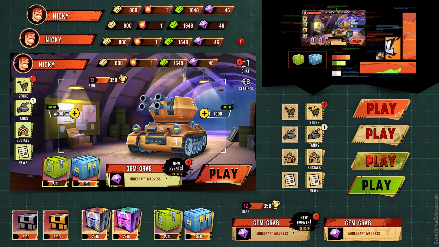 Game Lobby UI Design for Mobile Games | Tanks Brawl