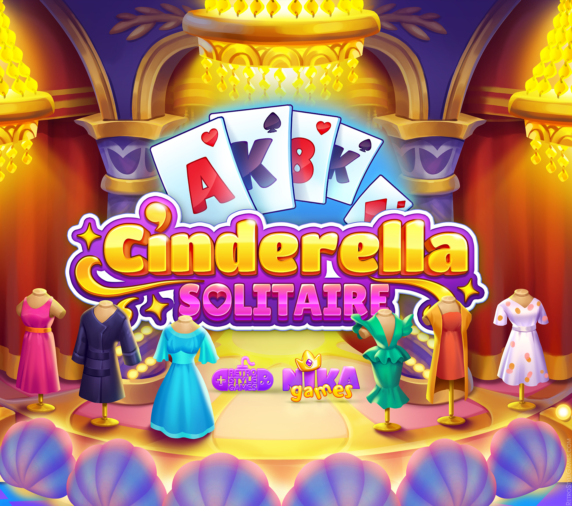2D Cartoon Backgrounds & UI/UX | Cinderella Solitaire TriPeaks